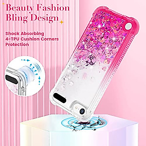 iPod Touch 7 6 5 Case, Ruky iPod Touch 7th 6th 5th Generation Full Body Glitter Case for Girls with Built in Screen Protector Shockproof Protective Girls Case (Gradient Pink)