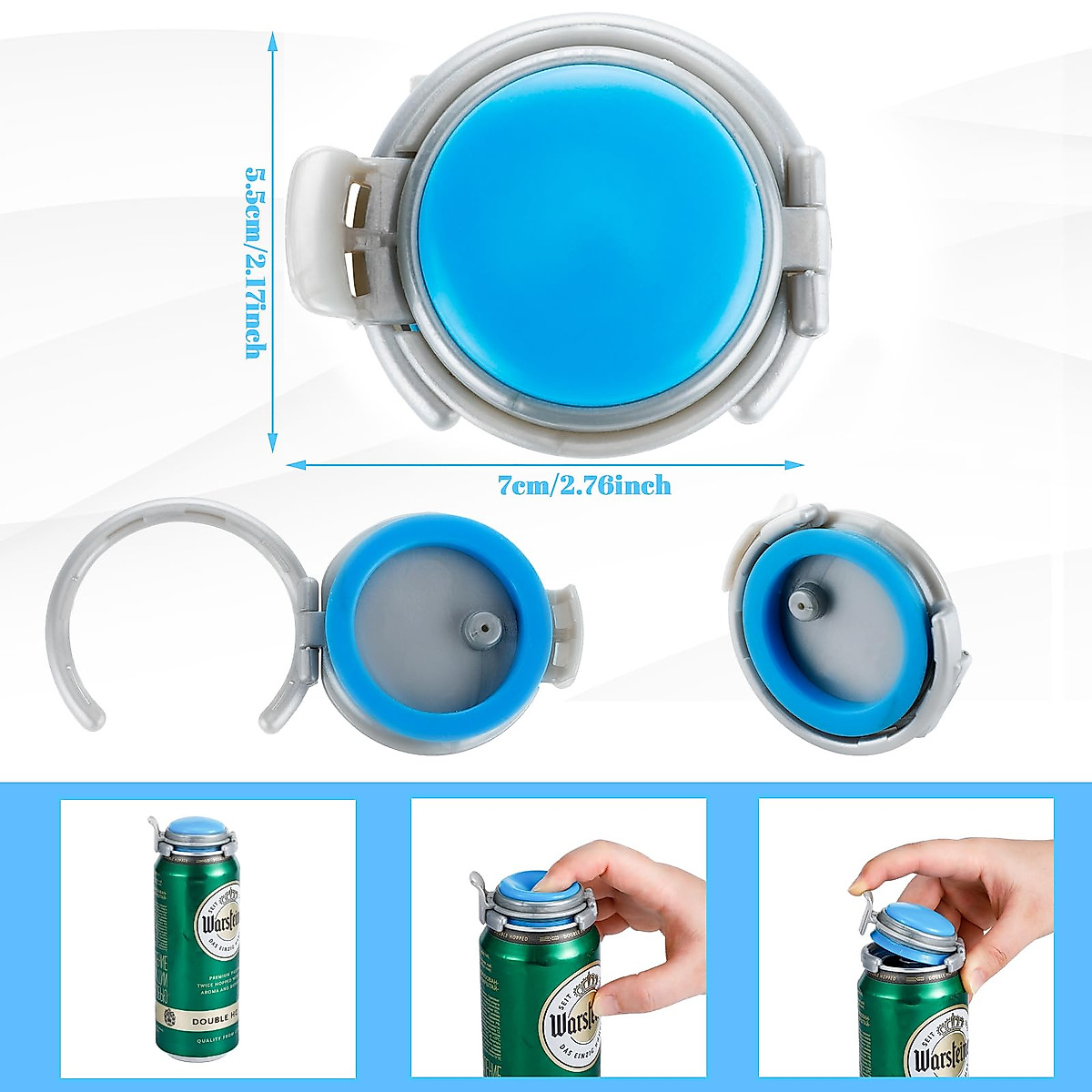 Jingmore Silicone Soda Can Lid Cover Click Pump and Pour for Standard Size 12oz Cans of Carbonated Beverages Keep Soda More Bubbly and Fizzy Prevent Spills Press on Can Cover to Preserve (2 Pcs)