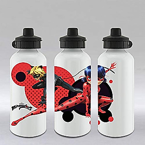 Personalized Planet Miraculous Ladybug and Cat Noir Aluminum Water Bottle, Official Licensed Product, 20oz