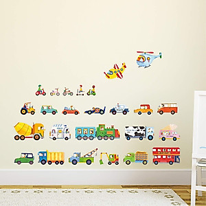 DECOWALL DW-1405 The Transports Kids Wall Stickers Wall Decals Peel and Stick Removable Wall Stickers for Kids Nursery Bedroom Living Room d?cor