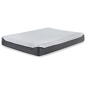Signature Design by Ashley Queen Size Chime Elite 10 Inch Plush Green Tea & Charcoal Gel Memory Foam Mattress with Micro Cool Cover