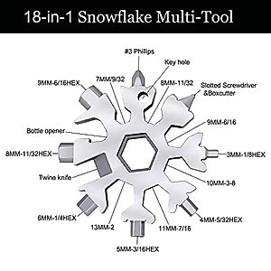 Snowflake Multitool,3 Pack 18-in-1 Snowflake Stainless Steel Multi Tool, Compact Flat Phillips Screwdriver Wrench/Bottle Opener Kit, Mini Durable and Portable,Stocking Stuffers for Men