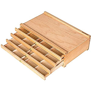 MEEDEN 4-Drawer Artist Supply Storage Box - Portable Foldable Multi-Function Beech Wood Artist Pencil & Brush Storage Box with Drawer & Compartments for Pastels, Pencils, Pens, Brushes, Stamp