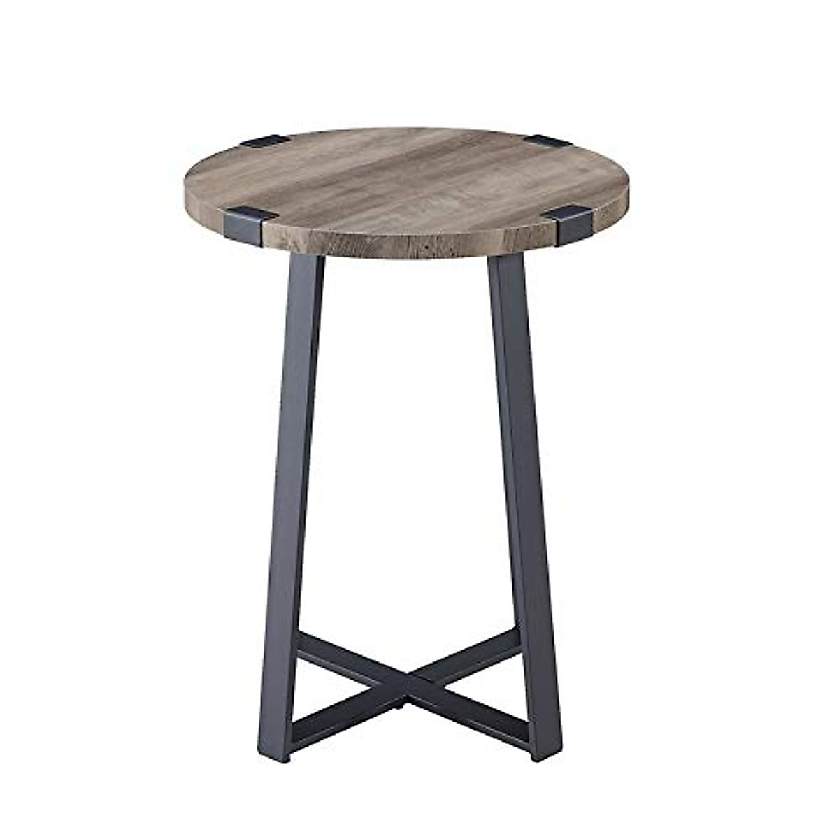 Walker Edison Anastasia Modern Metal Wrap X Base Accent Table, 18 Inch, Grey Wash