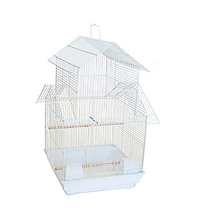 YML A5944 3/8" Bar Spacing Pagoda Small Bird Cage, White, 18" x 18"