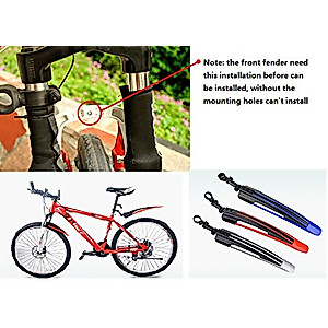 BlueSunshine Adjustable Road Mountain Bike Bicycle Cycling Tire Front/Rear Mud Guards Mudguard Fenders Set (Blue + Black)