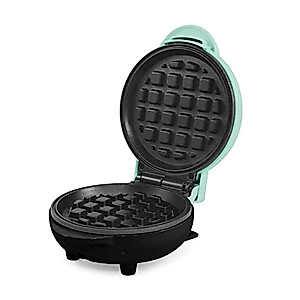 Elite Gourmet EWM013M# Electric Nonstick Mini Waffle Maker, 1-Inch Thick Waffles, Compact Design, Hash Browns, Keto, Snacks, Sandwich, Eggs, Easy to Clean, Mint