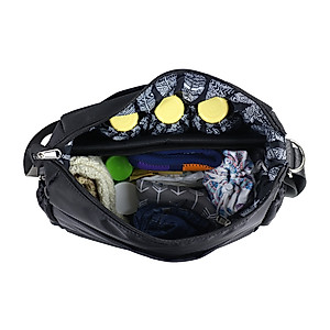 Purse Diaper Bag in Black Nylon with Matching Changing Pad Stroller Straps Premium Zippers 11 Pockets Insulated for Baby Bottles Crossbody Silver Tone Hardware Spacious Perfect for Moms on The Go