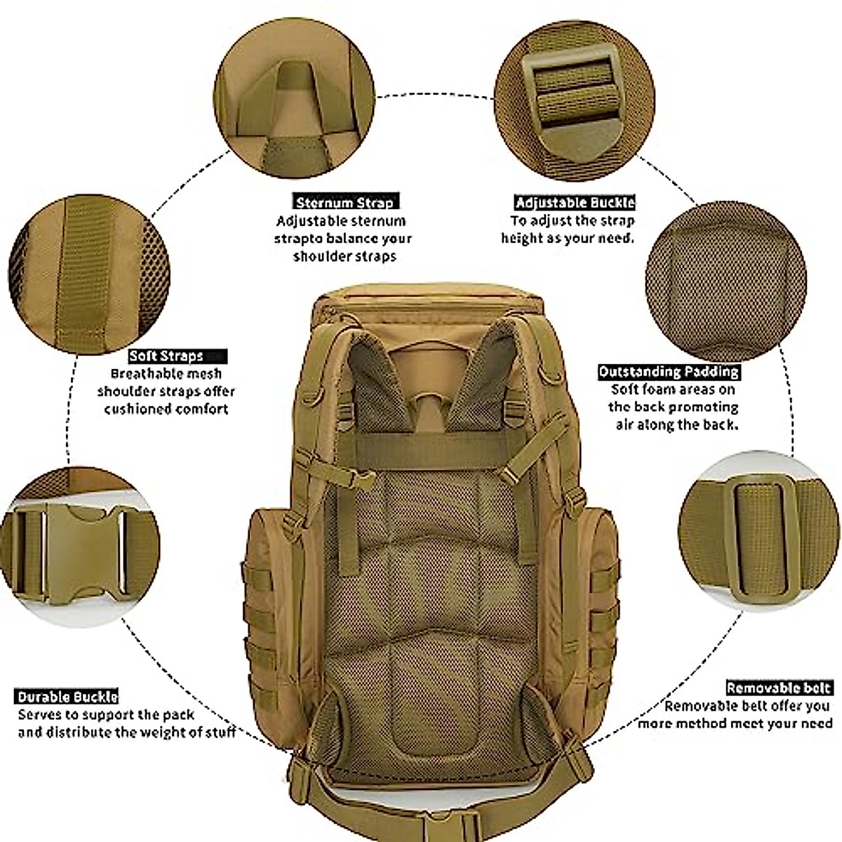 Extra Large Hiking Daypack, [2023 Upgraded]Waterproof Camping Backpack For Men, 60l70l85l Military Molle Rucksack Backpack