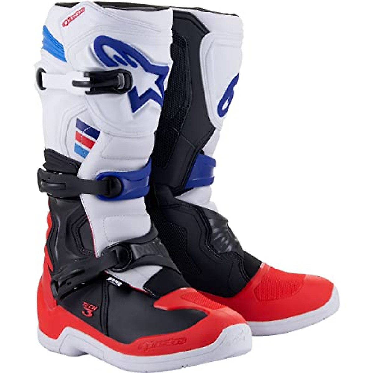 Alpinestars Tech-3 Boots (11) (WHITE/BRIGHT RED/DARK BLUE)