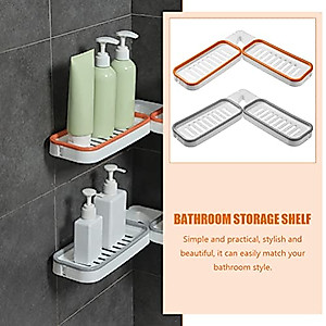 Beaupretty Shampoo Holder Organizer 2Pcs Corner Shower Shelf Shower Caddy Adhesive Bathroom Shelf Kitchen Storage Racks Organizer for Shampoo Conditioner Kitchen Livingroom Wall Mount Shower Rack