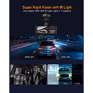 Dash Camera for Cars, 3 Channel 4K Dash Cam Front and Rear Inside,1080P Full HD 170 Deg Wide Angle Dashboard Camera with 64GB Card, IPS Screen,Built in IR Night Vision,G-Sensor,Loop Recording