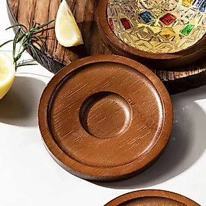 Jarler Wine Glass Crystal Whiskey Glasses Spinning Rocks Glasses with Rotatable Coaster, 9.2 Oz Hand Painted Colorful Old Fashioned Glass, Bar Tequila Glasses (Stripes, 1)