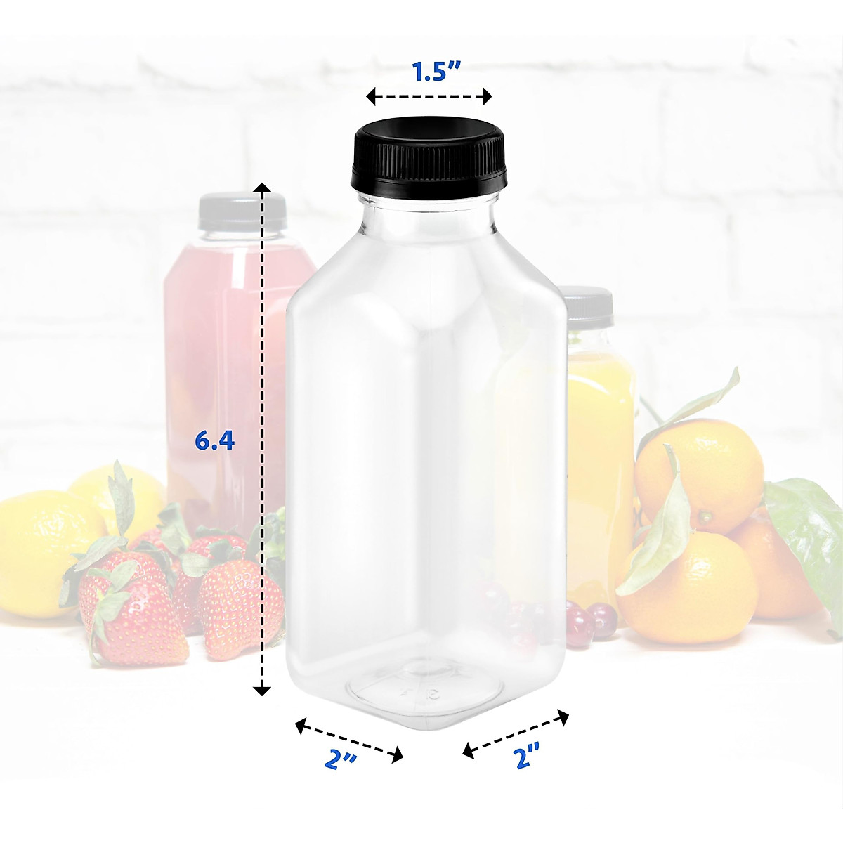 16 oz Plastic Bottles With Lids | Clear Water Bottles | BPA Free Reusable Bottles With Lids | Empty Bottles For Juice | Plastic Clear Empty Plastic Bottles With Caps for Smoothie Pack of 20