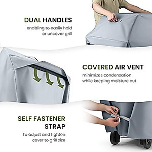Zober BBQ Grill Cover - 44 Inch Waterproof Double Layered Fits Weber Gas Grill Cover Charbroil Grill & Smoker - Gas Grill Covers w/ Air Vents, Dual Handles - 600D Oxford Fabric, Gray