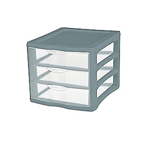 3 Drawer Unit, Plastic, Aqua Slate, Adult, Set of 4
