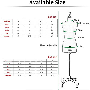 Female Mannequin Body, Sewing Mannequin Torso Female Mannequins Adjustable Sewing Mannequin with Wheels, Adult Female Dress Form Manikin Body for Pinning, Home/Studios Half Women Torso Tailor Model (