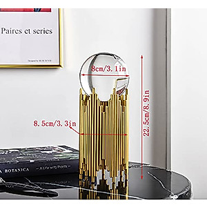 E-isata Modern Abstract Art Crystal Ball with Gold Iron Stand Decorative Ornaments for Living Room Bedroom TV Cabinet Crafts Gifts Office Home Decor (Pipe)
