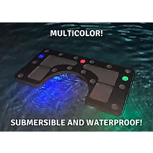 Polar Whale Giant Floating Bar Table with Super Bright Color LED Lights Tray Drink Holders Pool Hot Tub Beach Party Float Lounge Refreshment Durable Black Foam 18 Compartment UV Resistant 5 Feet Long