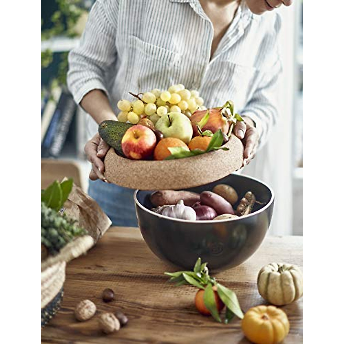 Emile Henry Ceramic Deep Food Storage Bowl, 10.6 x 7.3in, Blue Flame