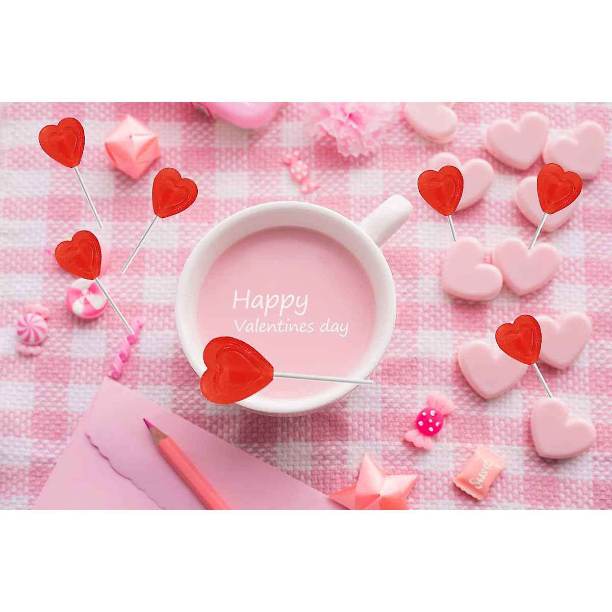 The Dreidel Company Valentines Day Lollipops Red Double Heart Shaped Cherry Flavored, Individually Wrapped, 12-Pack