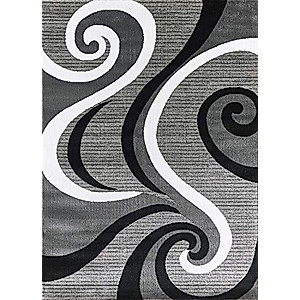GLORY RUGS Black Area Rug 8x10 Gray Modern Carpet Bedroom Living Room Contemporary Dining Accent Sevilla Collection 4817A (Grey Black)