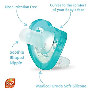 RaZbaby RaZbuddy JollyPop Pacifier Holder w/ Removable Baby Pacifier - 0m+ - BPA Free - Penguin