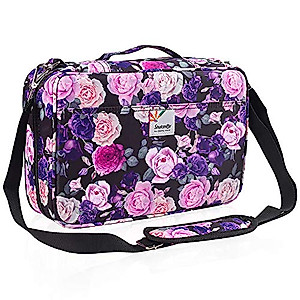 Shulaner Pencil Case Slot Holds 420 to 424 Colored Pencils or 280 to 284 Color Gel Pens with Zipper Closure Large Capacity Nylon Pen Organizer for Painter or Artist (Purple Rose, 420)