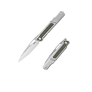 SRM Pocket Folding Knives, N690Co Blade, Titanium Handle, Rolling Ball Bearing, for Outdoor, EDC or Surviving Use, 1421-TP (Green)