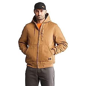 Timberland Men's Gritman Lined Canvas Hooded Jacket Outdoors Equipment, Dark Wheat, L