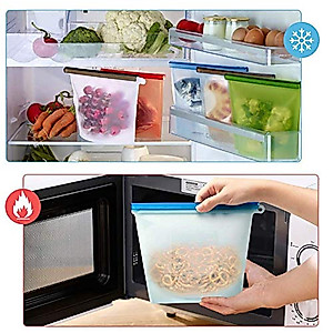 Reusable Silicone Food Storage Bags 4 Pack 500ML/16oz, Sandwich Containers, Stand Up Freezer and Fridge Storage, Microwavable, Dishwasher Friendly, kitchen Organization Silicone Reusable Bags