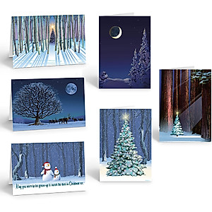 Stonehouse Collection Assorted Christmas Cards | Winter Forest Holiday Boxed Cards | USA Made | 18 Beautiful Christmas Cards & Envelopes (Forest)