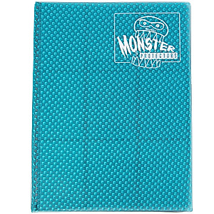 Monster 9 Pocket Trading Card Binder - Holofoil Aqua Blue Album, Anti-Theft TCG Protection w Side Loading Padded Pockets, Double Sided, Holds 360 Cards, For Sports, Gaming, Kpop, Christmas Gift