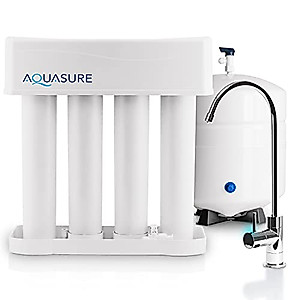 Aquasure Premier Pro 4-Stage 100 GPD RO Reverse Osmosis Under Sink Filtration System | Removes 99% of Contaminants | Leak-Proof, Quick Change Filters, with Tank & LED Indicator Drinking Water Faucet