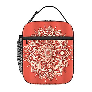 Rportable Lunch Bag For Women/Men Insulated,Round Mandala Design Yoga Meditation Cosmos Concepts Outline Ornam,Insulatedreusable Lunch Box For Office Work School Picnic BeachLeakproof Cooler Tote Bag
