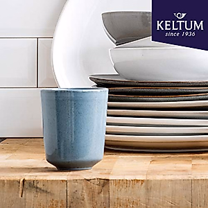 Keltum Smokey Blue Glazed Stoneware 8.5 oz. Mugs, Set of 2