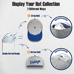 BRATEAYA Baseball Hat Holder for Wall, Adhesive Hat Racks for Baseball Caps, Super Strong Hat Display Hooks, No Drilling Hat Organizer Men Boys Bedroom Accessories, Clear, Pack of 10