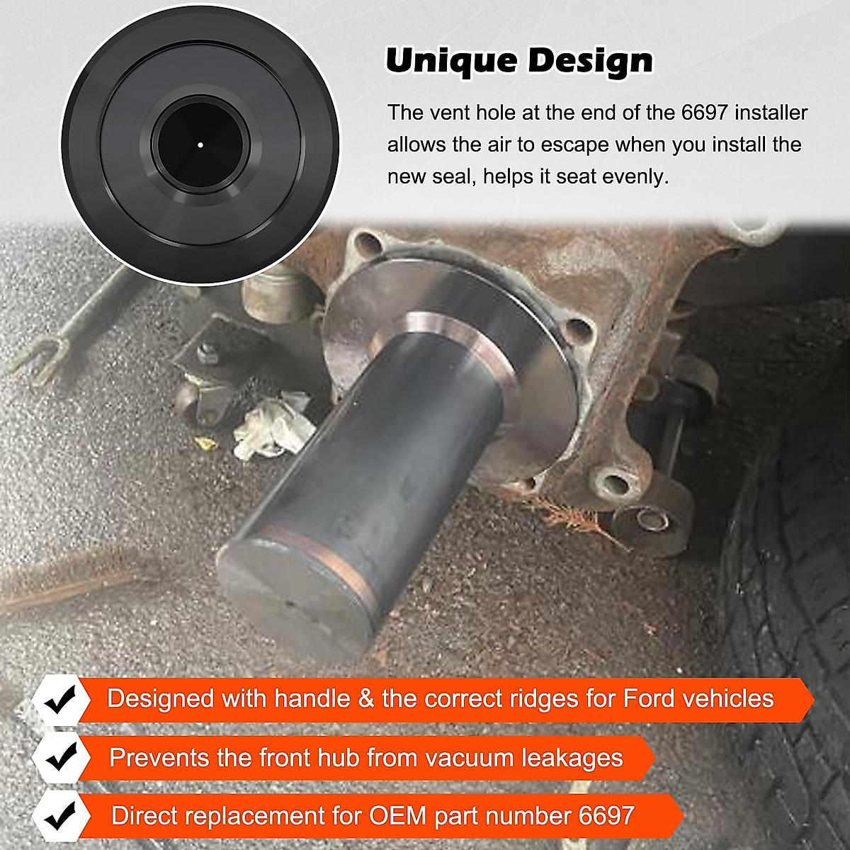 6697 Wheel Knuckle Vacuum Oil Seal Installer Perfectly Fits for Ford 2005 to Current F-250 F-350 Axle Tools, Axle Shaft Seal Installer Tool