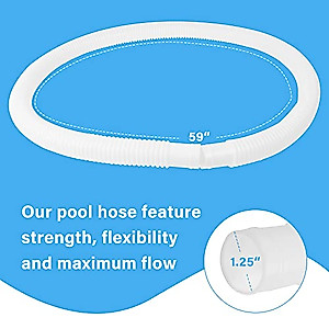Pool Pump Hose Above ground pool hose, 2 Pack 59"Long 1.25"Diameter Swimming Pool Replacement Hose, Compatible with Pump Model 607, 637, 330 GPH, 530 GPH, and 1000 GPH
