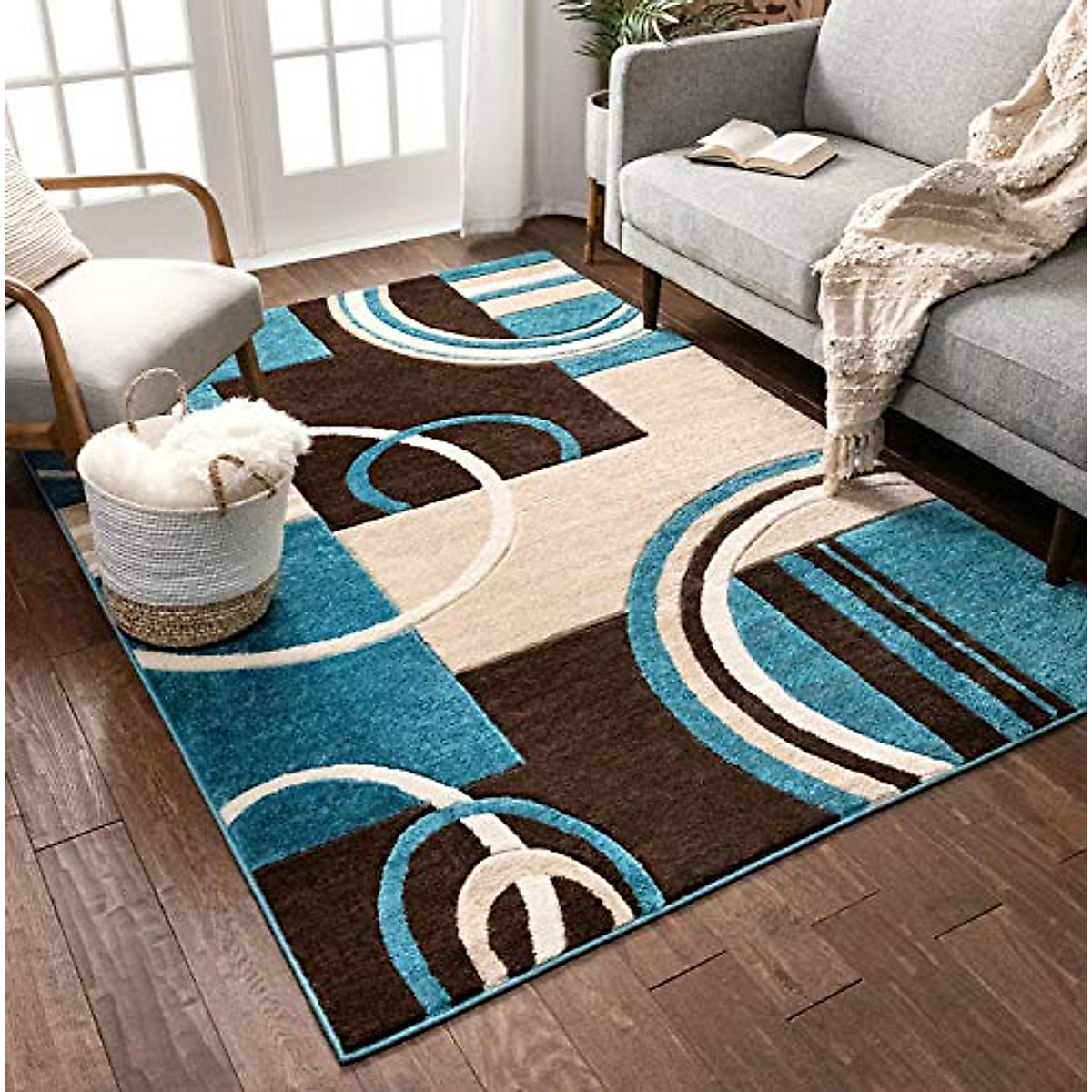 Well Woven Ruby Galaxy Waves Modern 60016 Area Rug, Blue, 5'3" x 7'1"