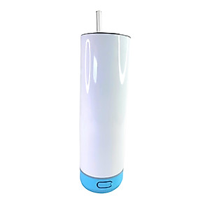 MacTings 20 oz Music Speaker Tumbler, Skinny Straight Music Tumbler with Straw and Lid,Speaker Tumbler Cup with Detachable Bluetooth Base, Stainless Steel Sublimation Music Insulated Tumbler (Blue)