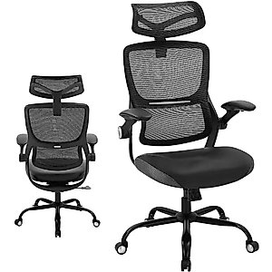 Ergonomic Office Chair, Desk Chair with Lumbar Support, Thick Cushion Breathable Mesh Computer Chair,High Back Desk Chair with 3D Armrests and Adjustable Headrest (Black)