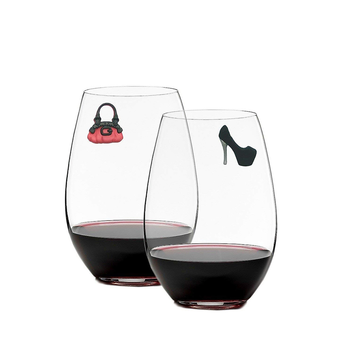 His and Hers Magnetic Wine Charms & Stemless Glass Markers - Set of 12 - Fun Birthday, Hostess or Housewarming Gift by Simply Charmed