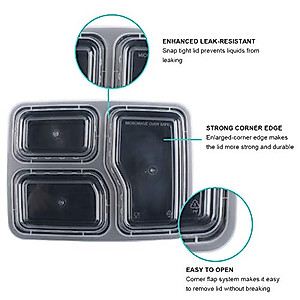 20 Pack Bento Box, [36 oz] 3 Compartment Meal Prep Containers with Lids -Food Storage Containers BPA Free Plastic, Lunch Containers, Microwavable, Freezer and Dishwasher Safe