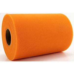 Tulle Fabric Roll | 6” by 100 Yards | Polyester Spool for Crafts Decorations Tutu Weddings Costumes Skirts Parties Gift Bow and More – by Craft Forge (Orange)