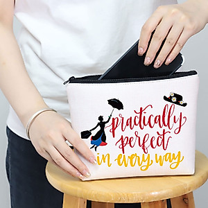 Mary Cosmetic Make up Bag Mary Gift Practically Perfect in Every Way Makeup Zipper Pouch Bag for Women (Practically Perfect)