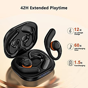 Koobesthy Open Ear Headphones, Bluetooth 5.2 Wireless Earbuds with Ear Hooks, IPX5 Waterproof 100H Playtime Workout Earphones, Dual 16.2mm Dynamic Drivers Touch Control Sport Headphones