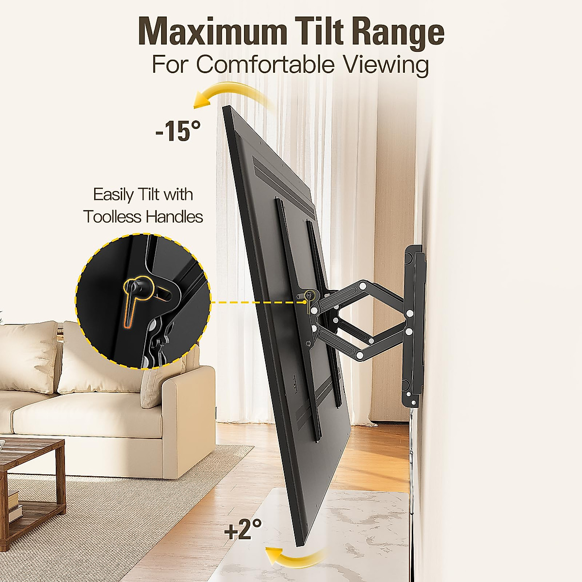 Mounting Dream Advanced Tilt TV Wall Mount for Most 42-90 Inch TVs, Premium Wall Mount TV Bracket with Full Tilt Extension up to 7 inch, Fits 16", 18", 24" Studs, Max VESA 600x400mm and 120LBS MD2104