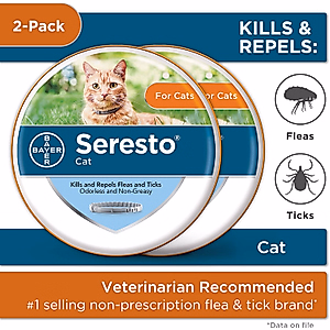 Bayer Seresto Flea and Tick Collar for Cat, all weights, 2 Pack With HS Pets Collapsible Pet Bowl