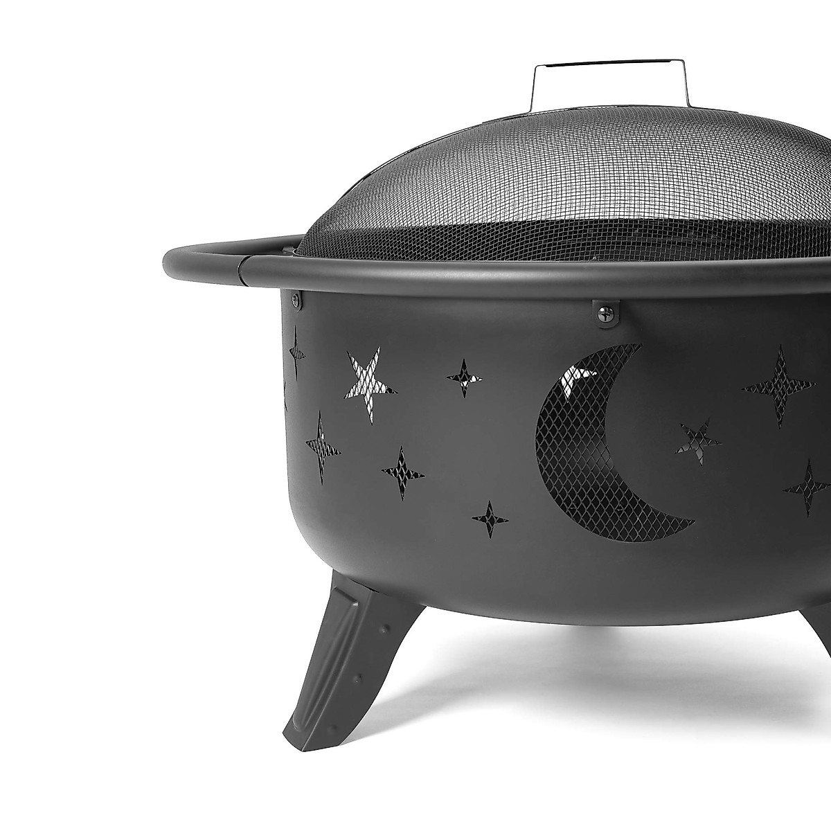 Amazon Basics Moon and Star Round Wood Burning Fire Pit - 32-Inch, Black